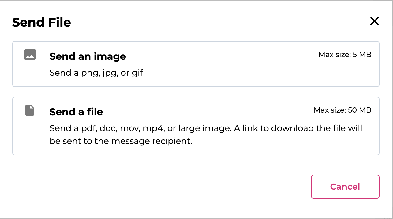 Send images, videos, and other files via text message